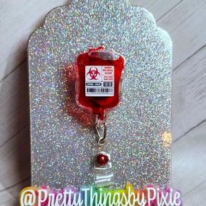 Zombie Blood Bag Badge Holder, Blood Transfusion Badge Reel, IV Bag ...
