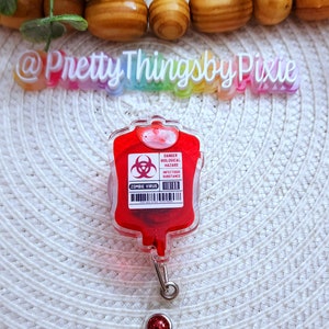 Zombie Blood Bag Badge Holder, Blood Transfusion Badge Reel, IV Bag ...