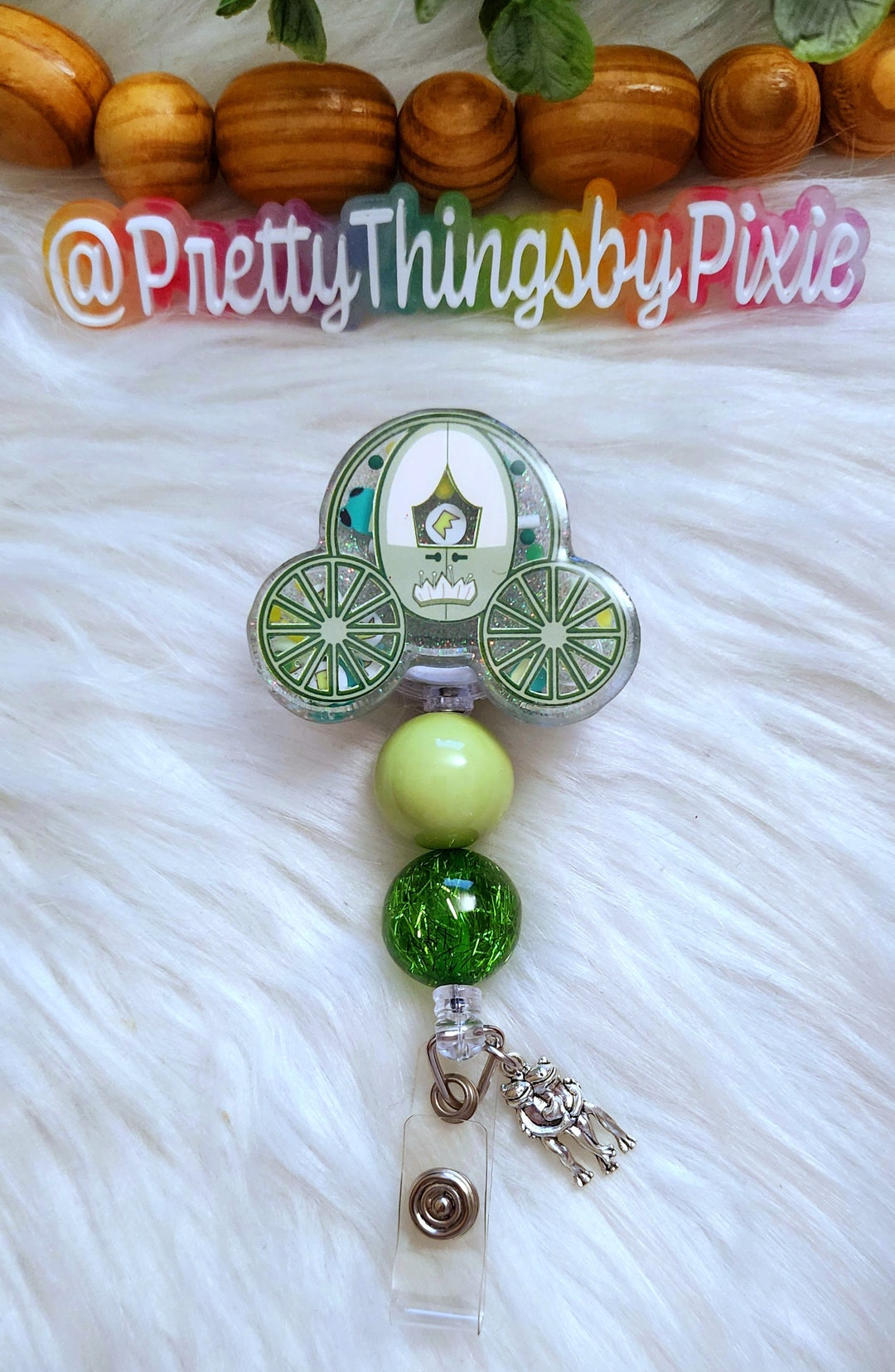 Princess, Frog Princess Carriage, Pumpkin Carriage Badge Reel, Princess ...