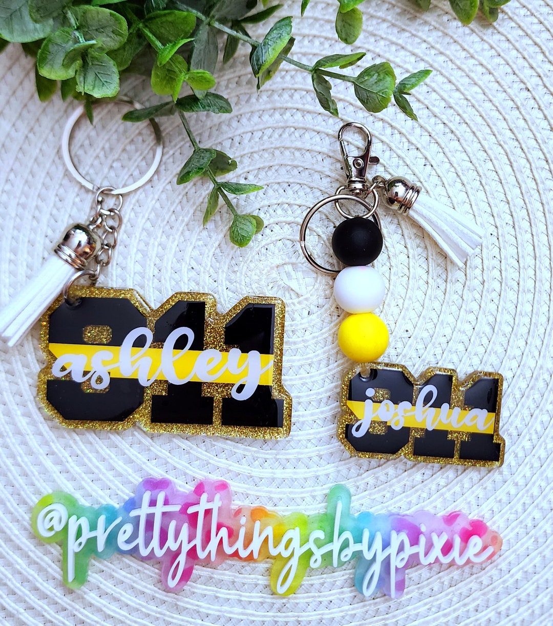 911 Dispatcher Keychain, Thin Gold Line Keychain, Dispatcher Keychain ...