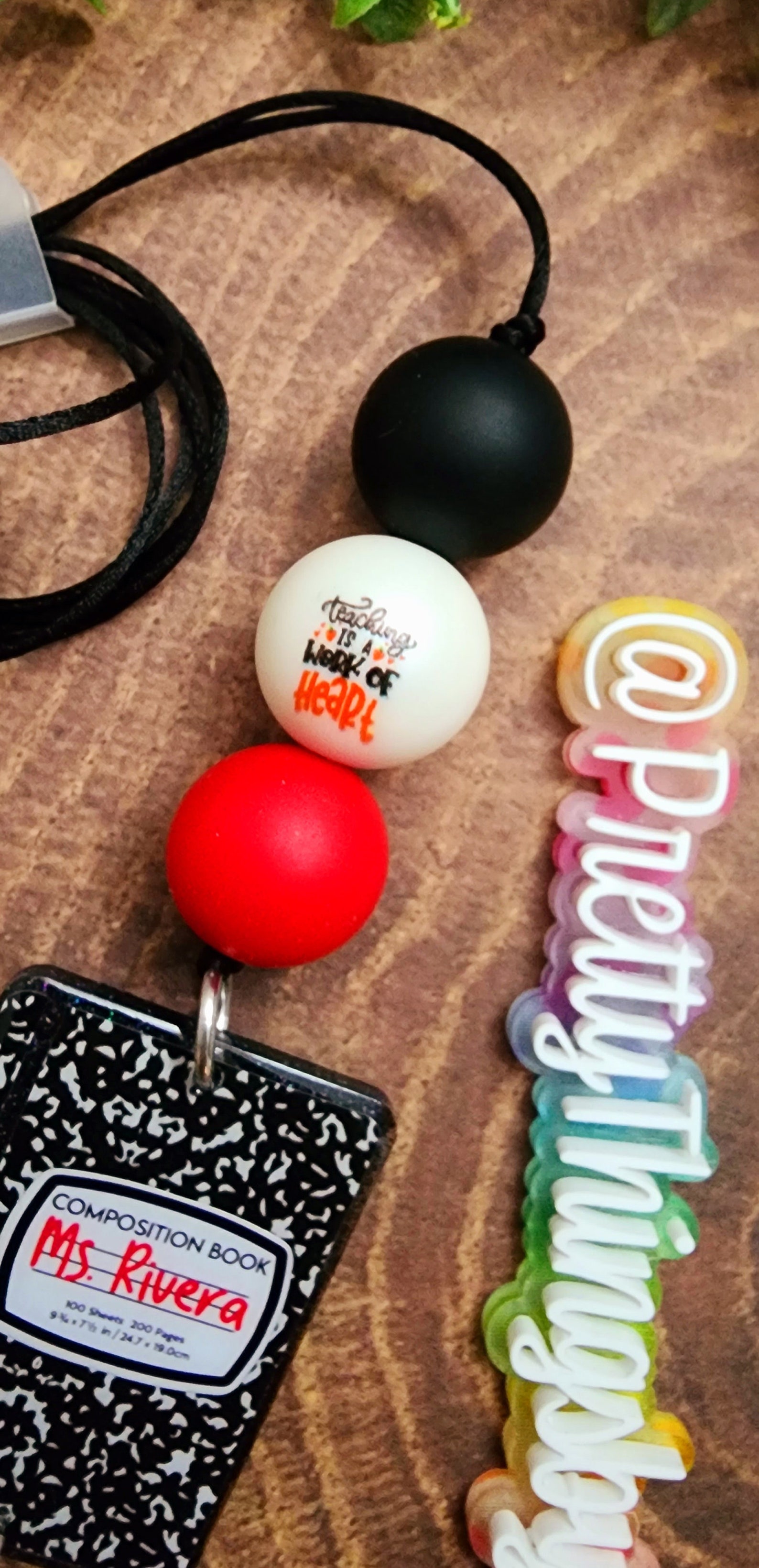 Beaded Personalized Composition Notebook Teacher Lanyard - Etsy