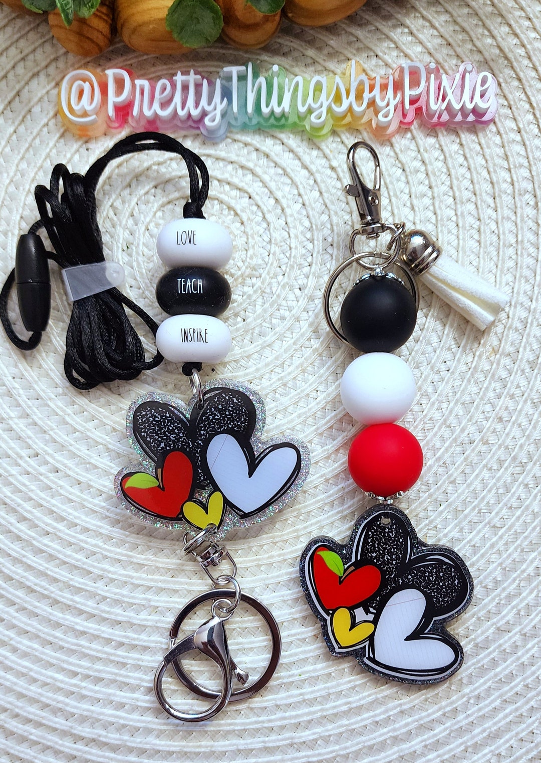 Beaded Personalized Composition Notebook Teacher Keychain/teacher Gift ...