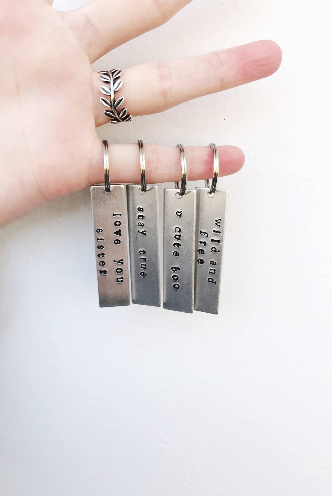 Personalized Rectangle Keytag // Handmade Keychain //custom Metal ...