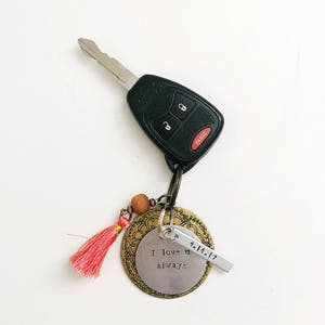 Personalized Circle Keytag // Round Hand-made Keychain // Hand Stamped ...