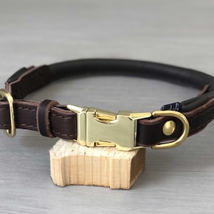 Rolled Leather Quick Release Dog Collar Solid Brass Hardware - Etsy