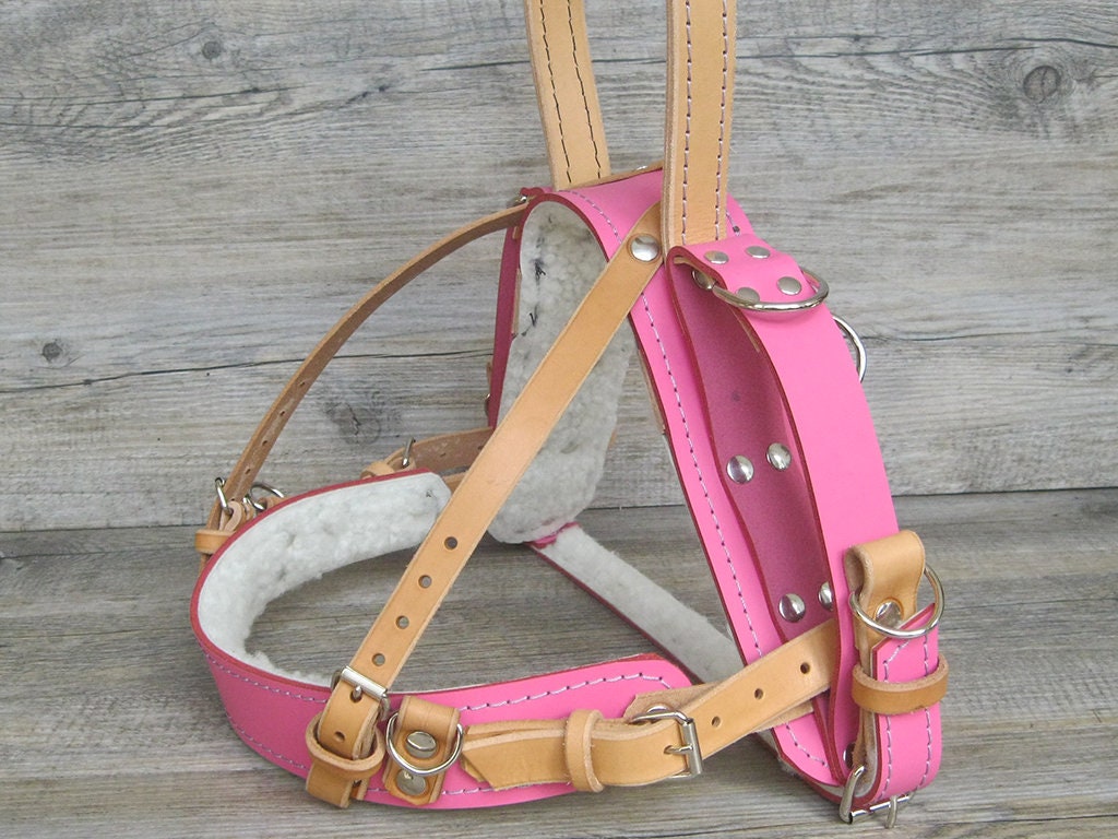 Guide Dog Harness Fixed Semi Rigid Handle Pink and Tan | Etsy