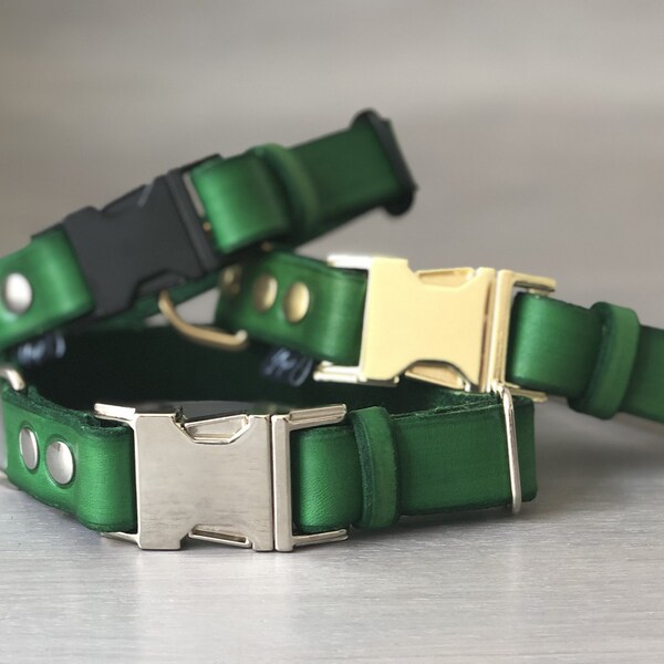 Green Leather Collar - Etsy