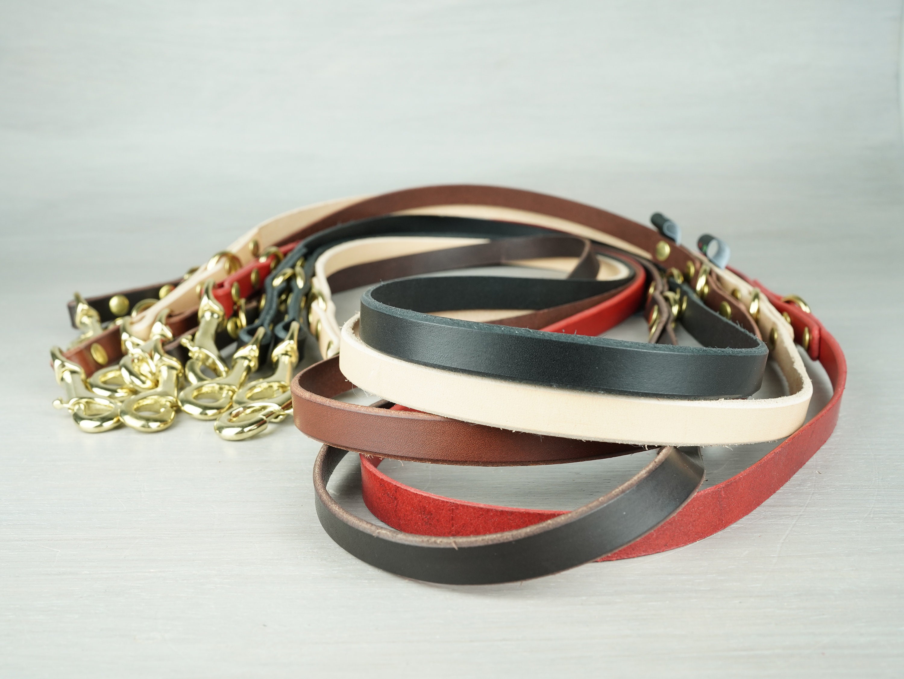 Leather Dog Leash Handsfree Leash Custom Lenght and Width | Etsy