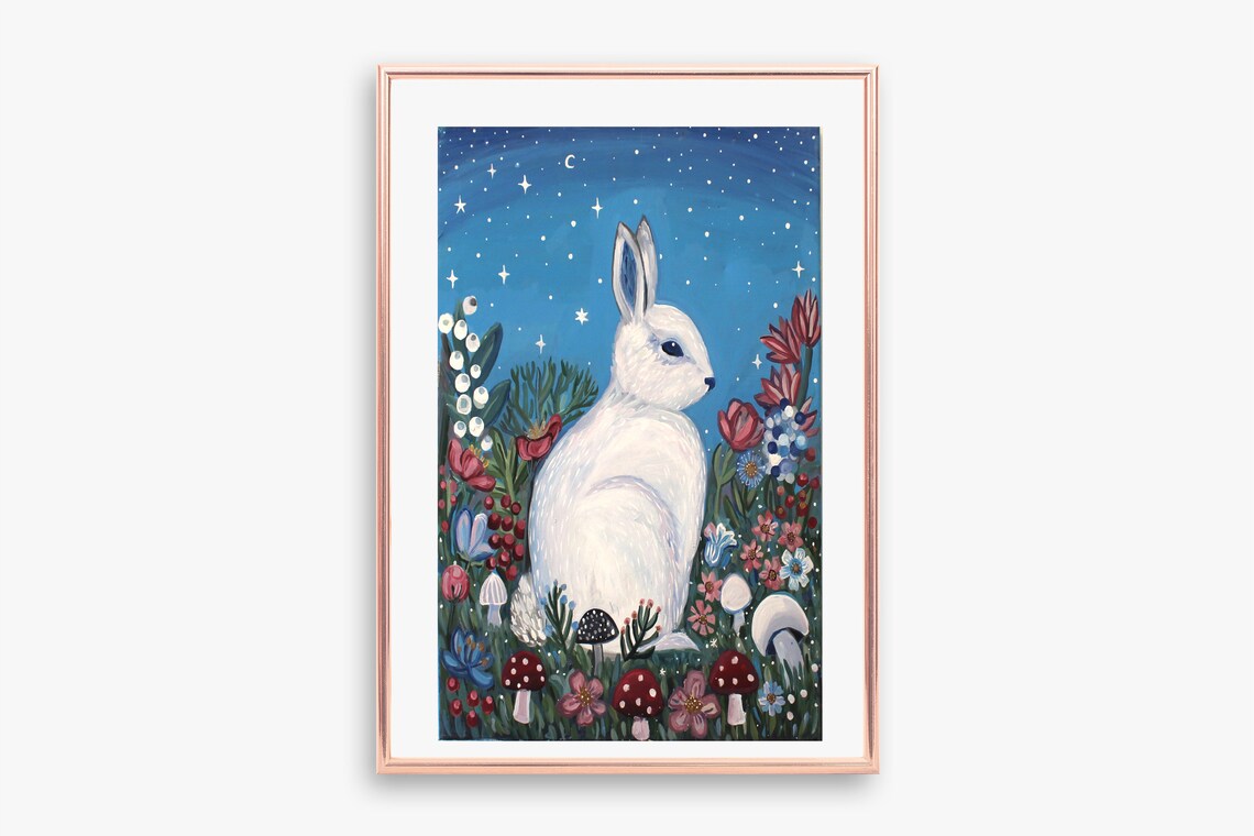 White Rabbit Art Rabbit Art Rabbit Painting Bunny Art - Etsy