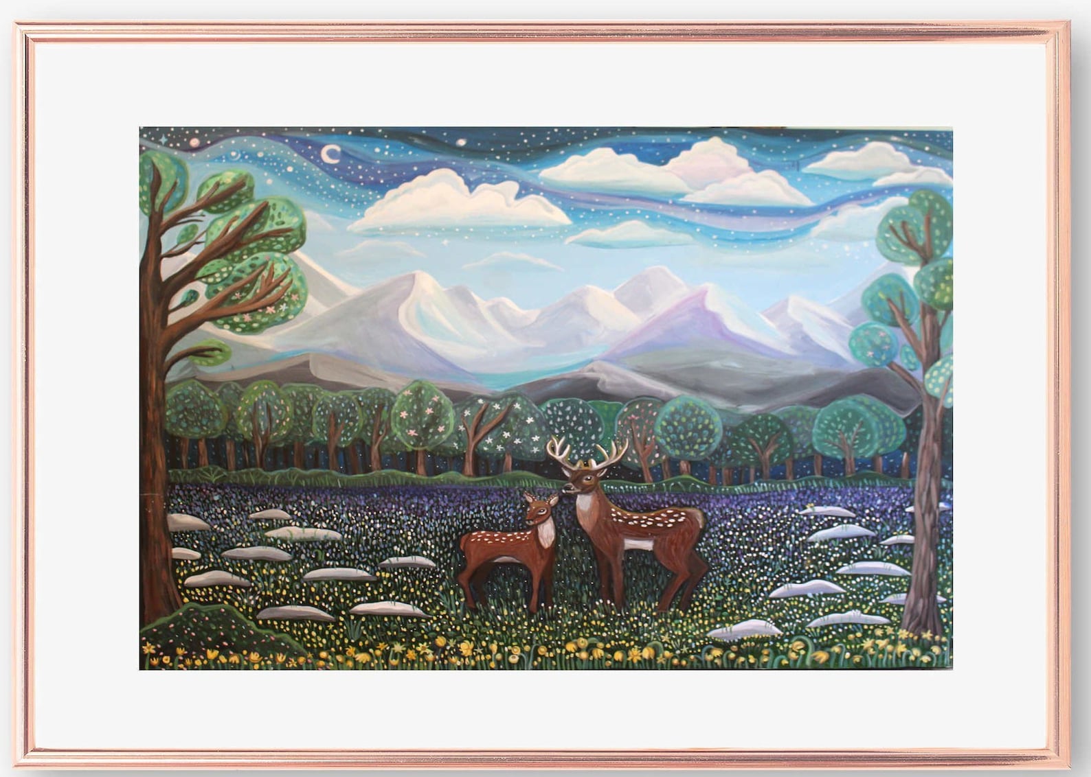 Deer Art, Abstract Landscape Art, Office Art, Nursery Art, Childrens ...