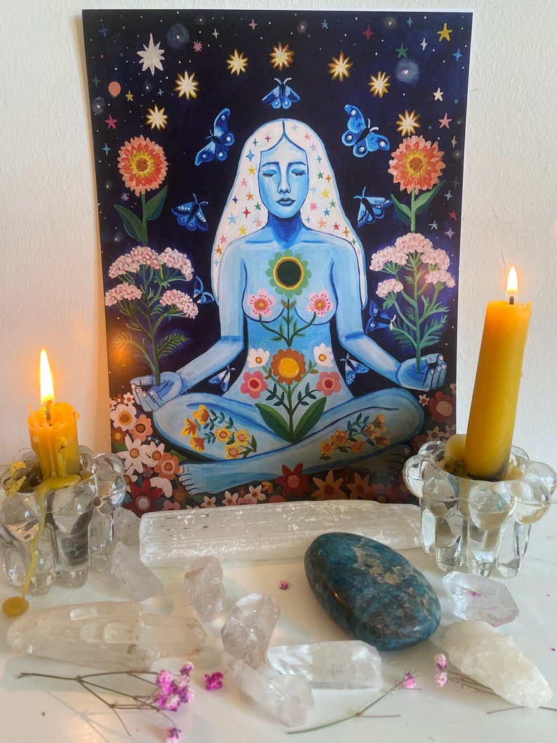 Flower Woman Ethereal Art, Spiritual Art, Occult, Hippy, Boho Painting ...