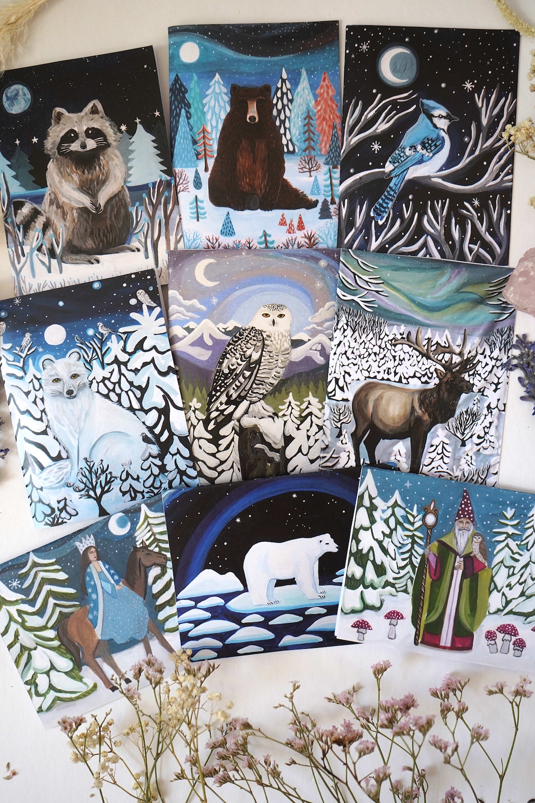 Nature Christmas Cards Bundle, Winter Holiday Cards Box Set, Holiday ...