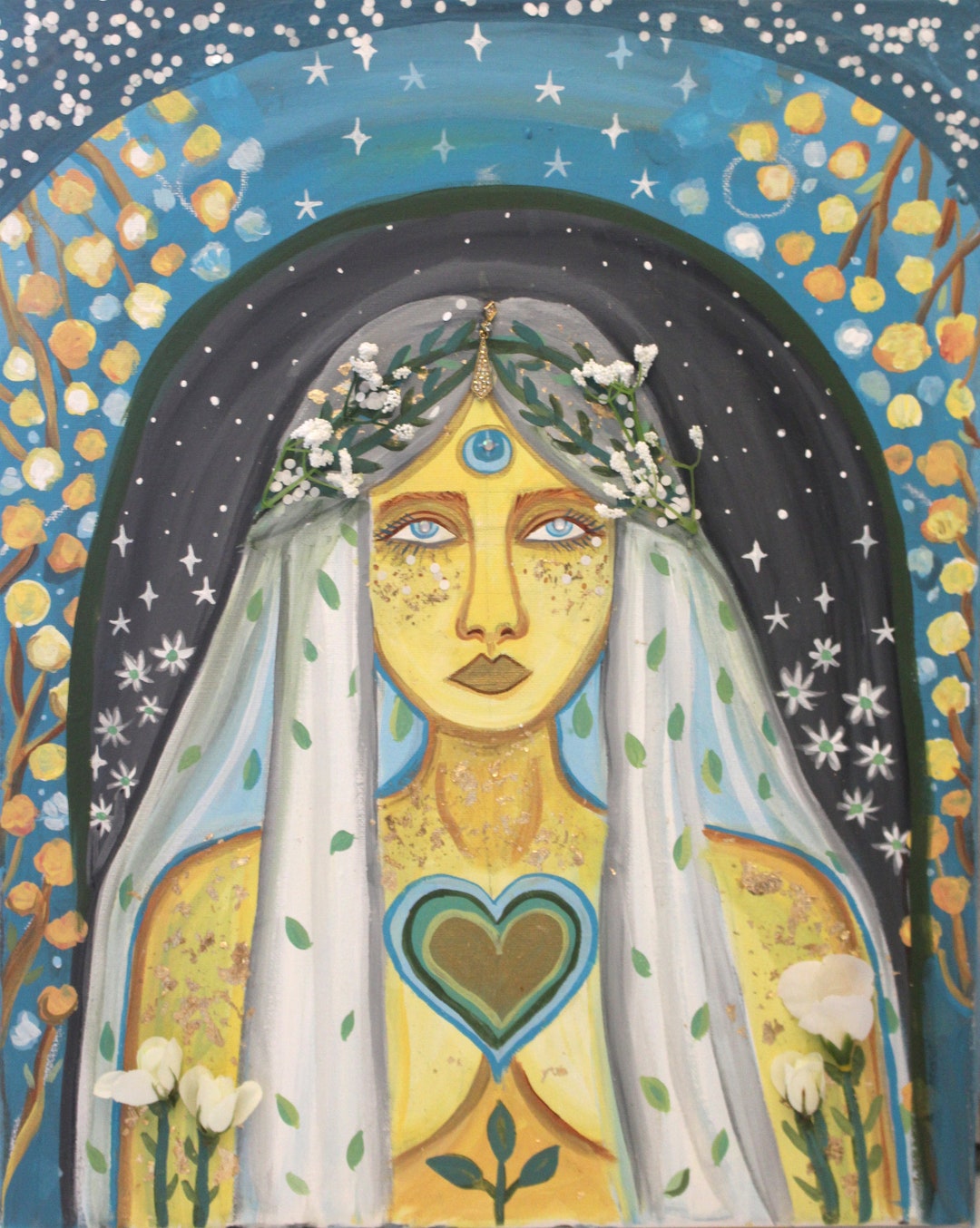 Golden Heart, Goddess Art, Goddess Print, Goddess Painting, Boho Decor ...