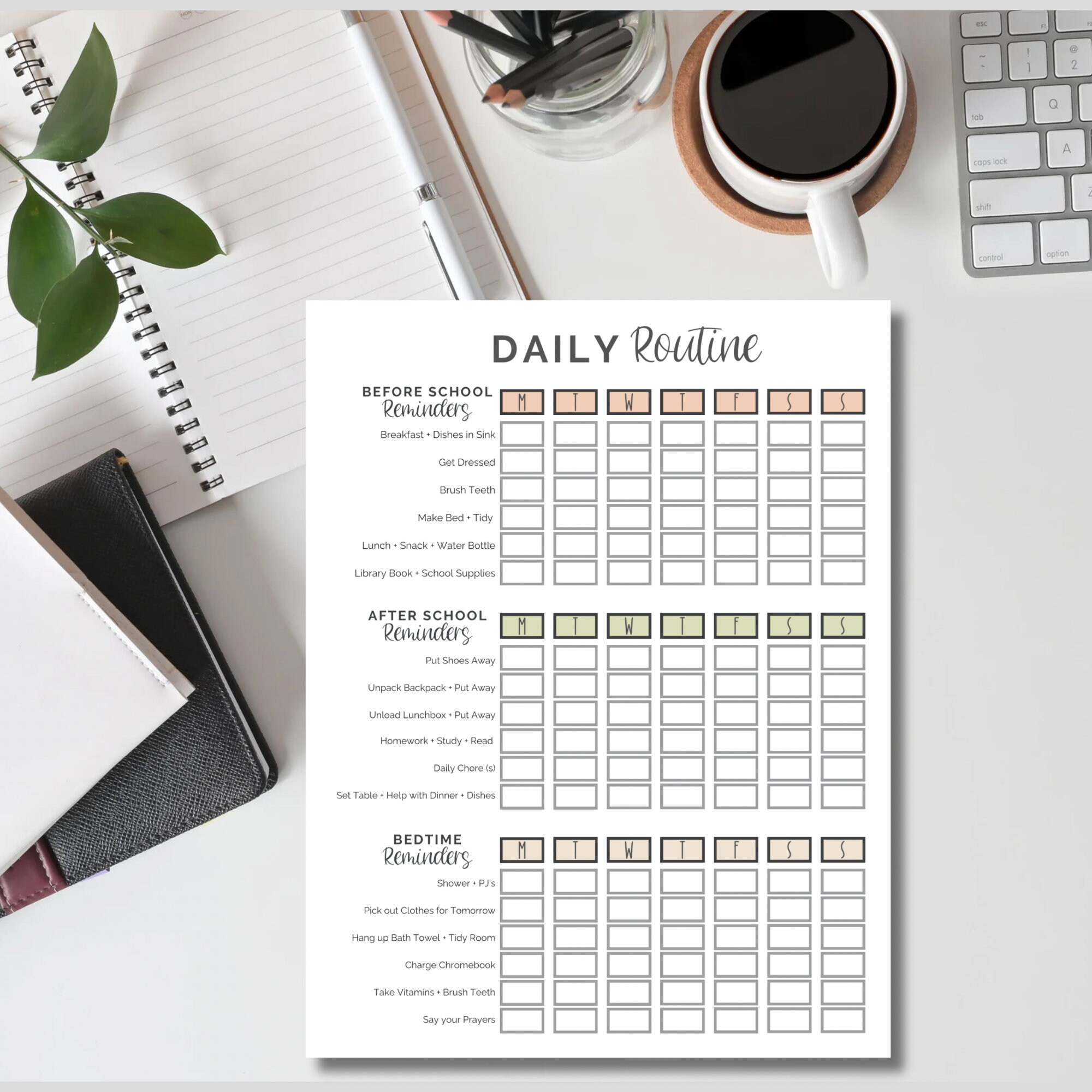 Before and After School Checklist for Kids Printable | Kids Chore Chart ...