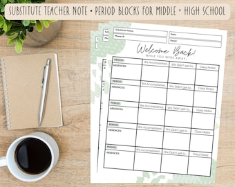 Substitute Teacher Welcome Back Note Printable - Etsy