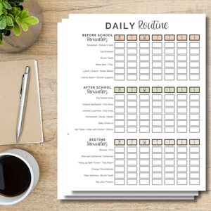 Before and After School Checklist for Kids Printable | Kids Chore Chart ...