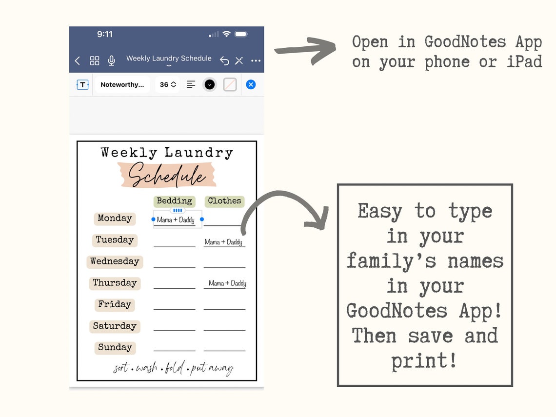 Weekly Laundry Schedule Printable | Family Laundry Plan | Weekly ...