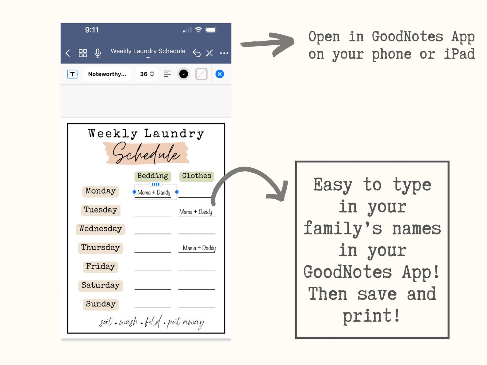 Weekly Laundry Schedule Printable | Family Laundry Plan | Weekly ...