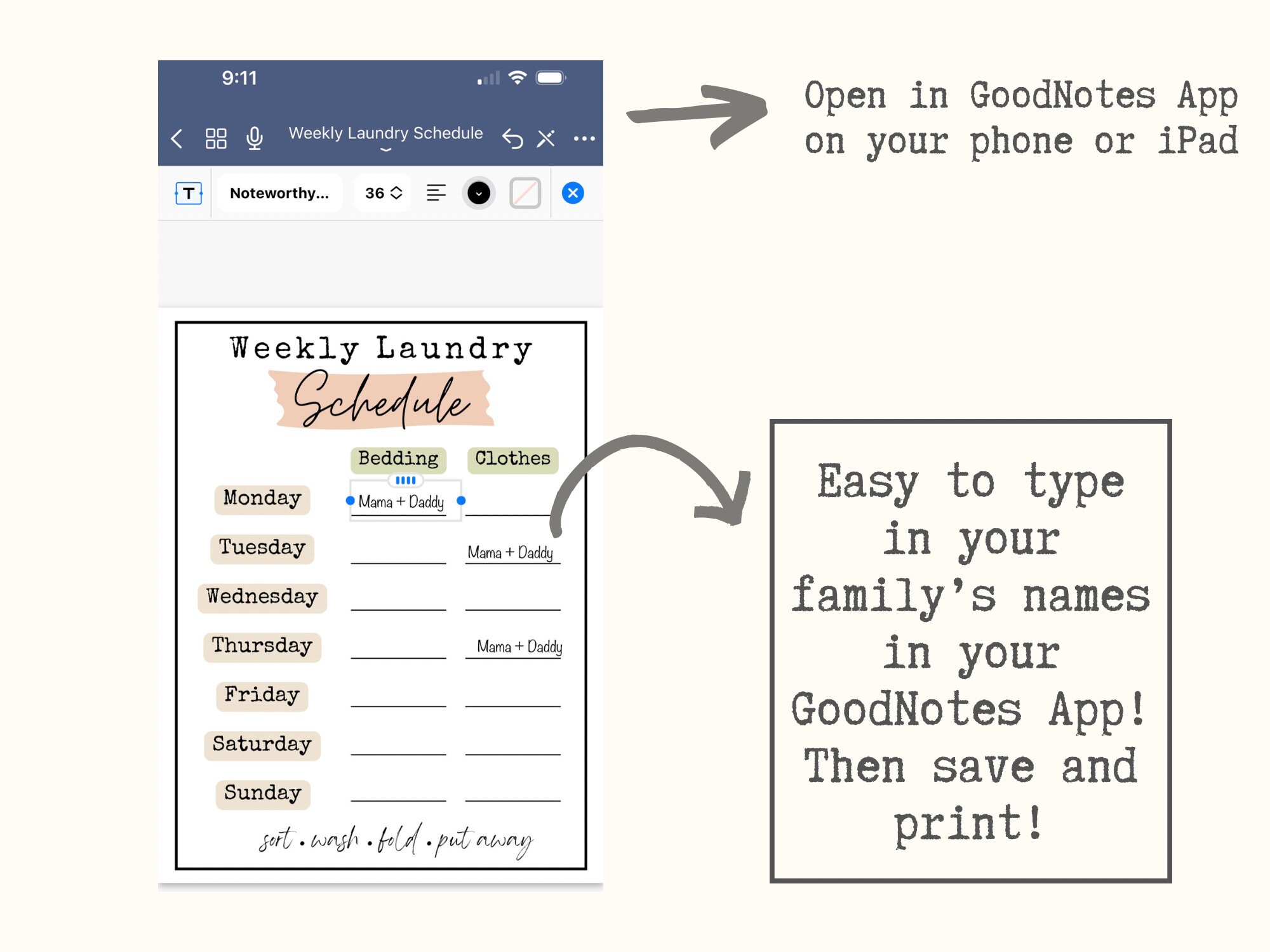 Weekly Laundry Schedule Printable | Family Laundry Plan | Weekly ...