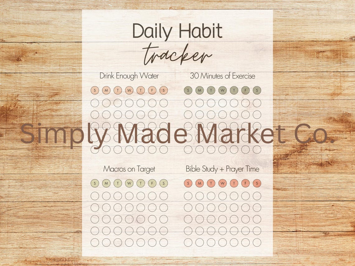 Daily Habit Tracker Printable | Goal Tracker Checklist - Etsy