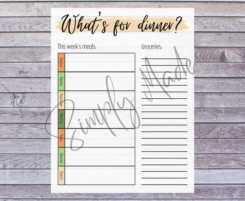 Meal Planning Printable | Simple Minimalist Organization - Etsy
