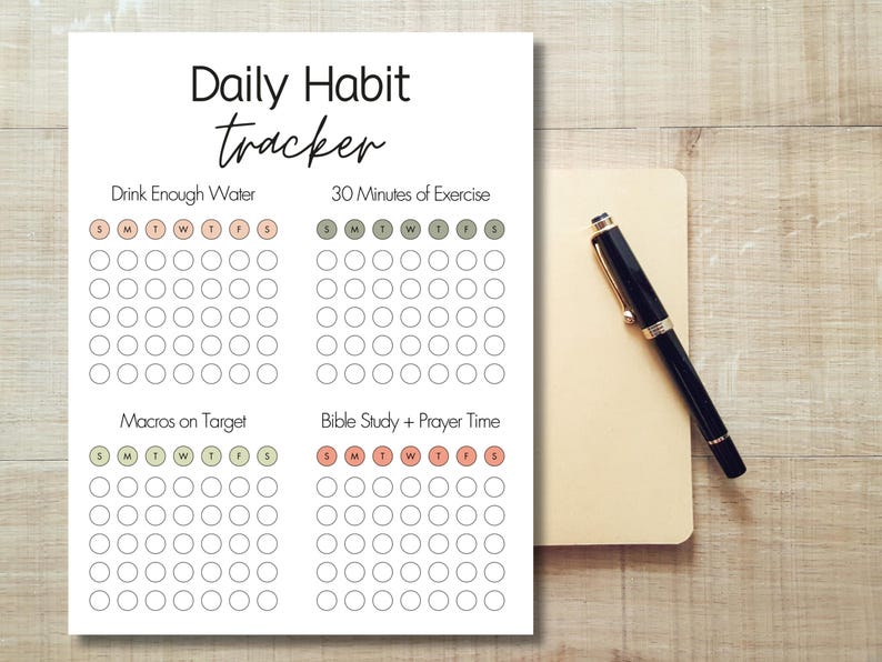 Daily Habit Tracker Printable | Goal Tracker Checklist - Etsy