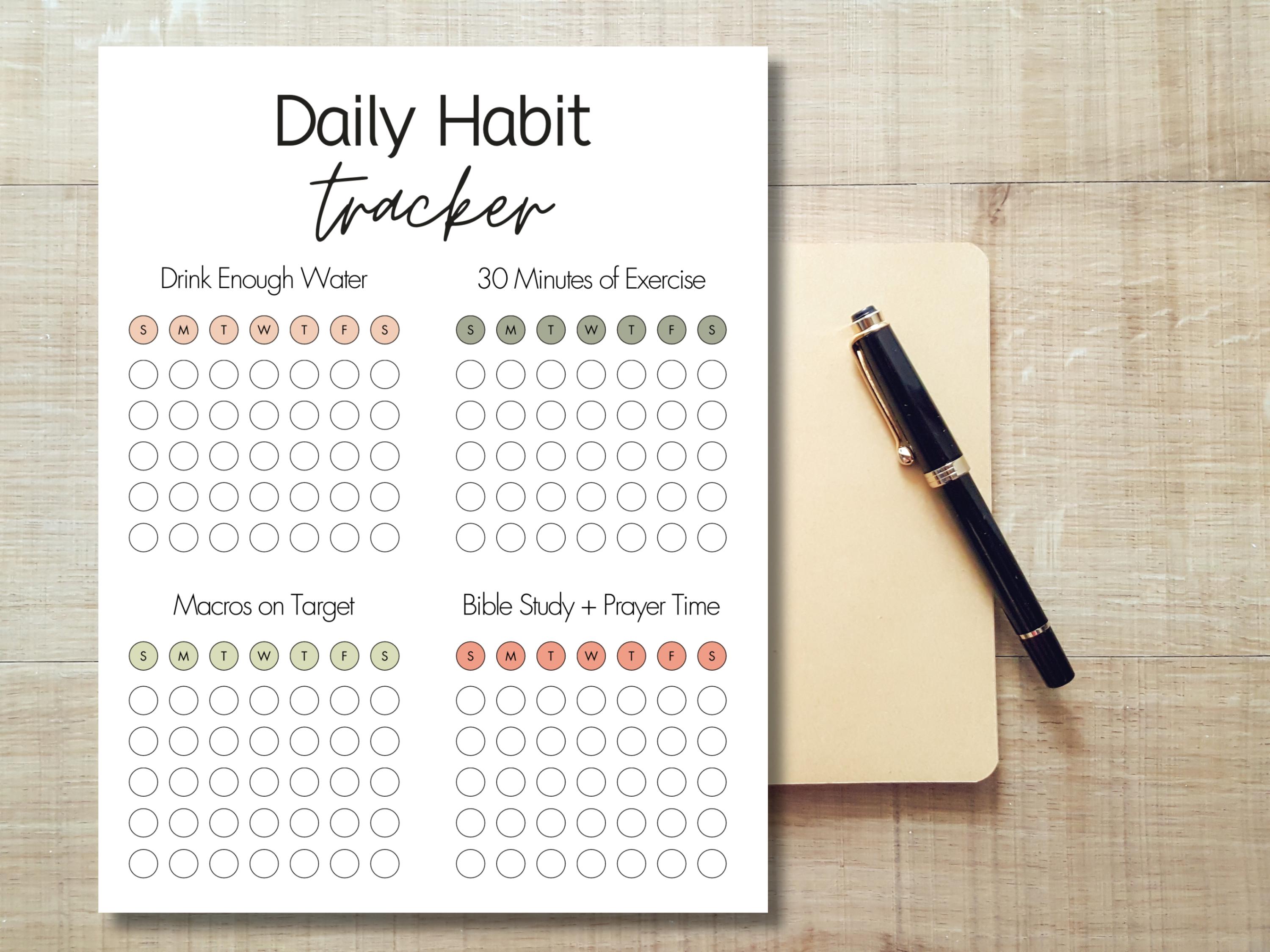 Daily Habit Tracker Printable | Goal Tracker Checklist - Etsy
