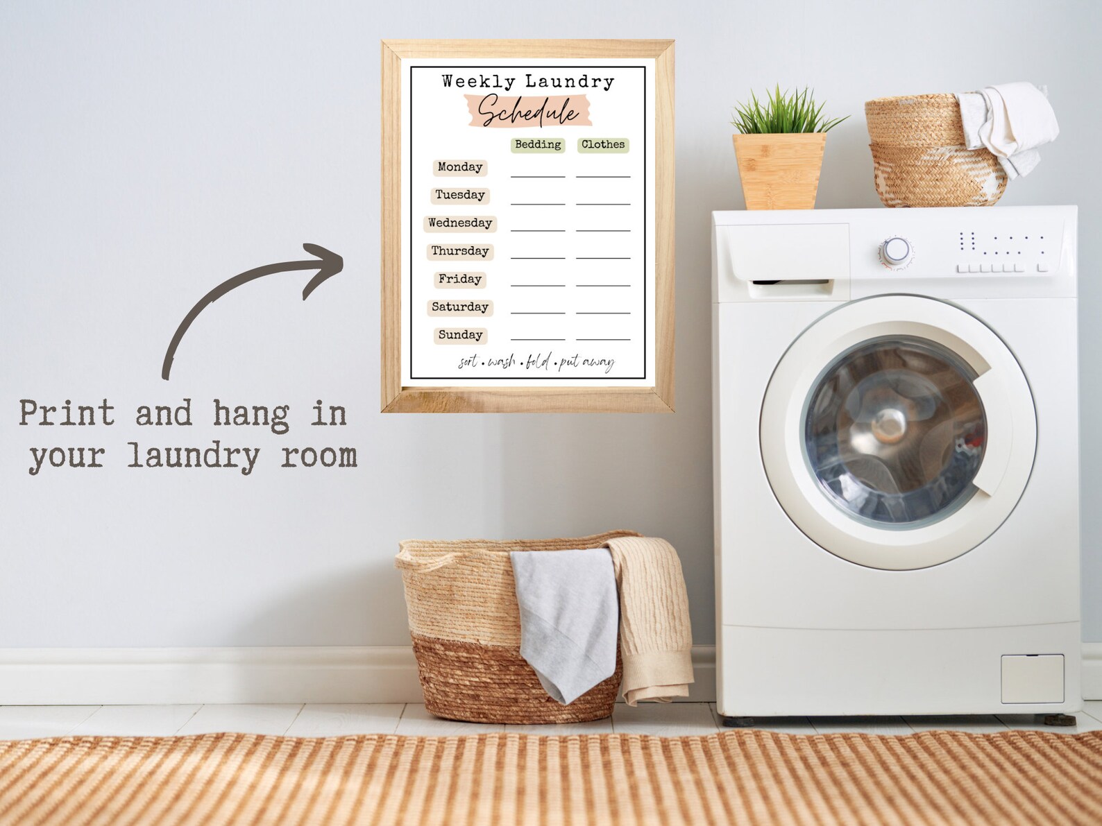 Weekly Laundry Schedule Printable Family Laundry Plan Weekly Laundry ...