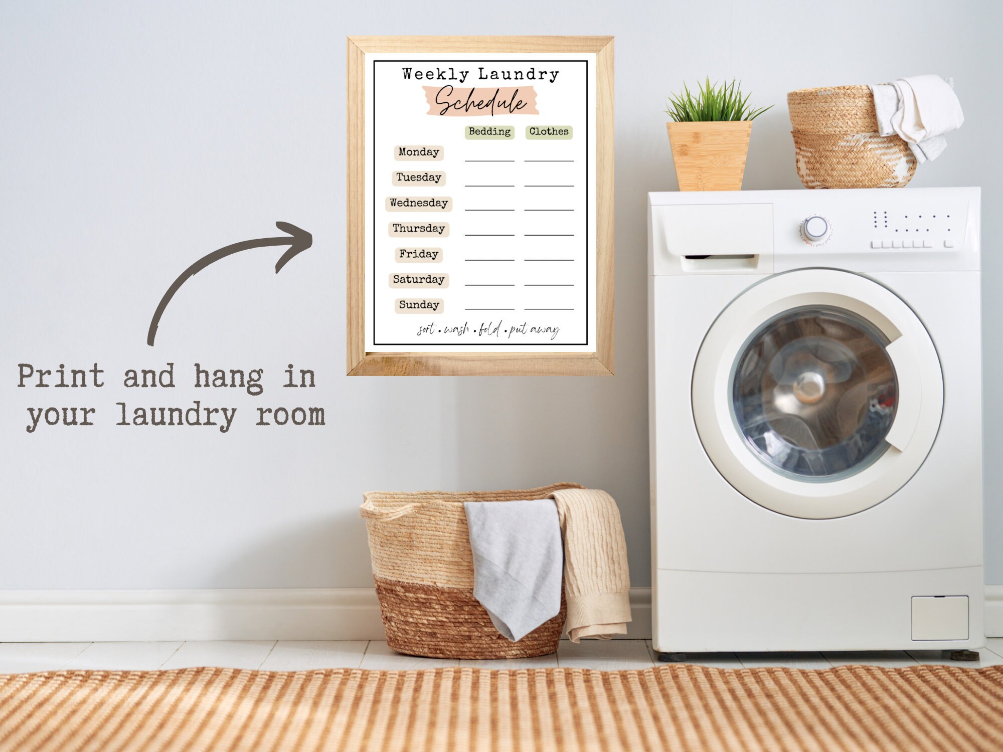 Weekly Laundry Schedule Printable | Family Laundry Plan | Weekly ...