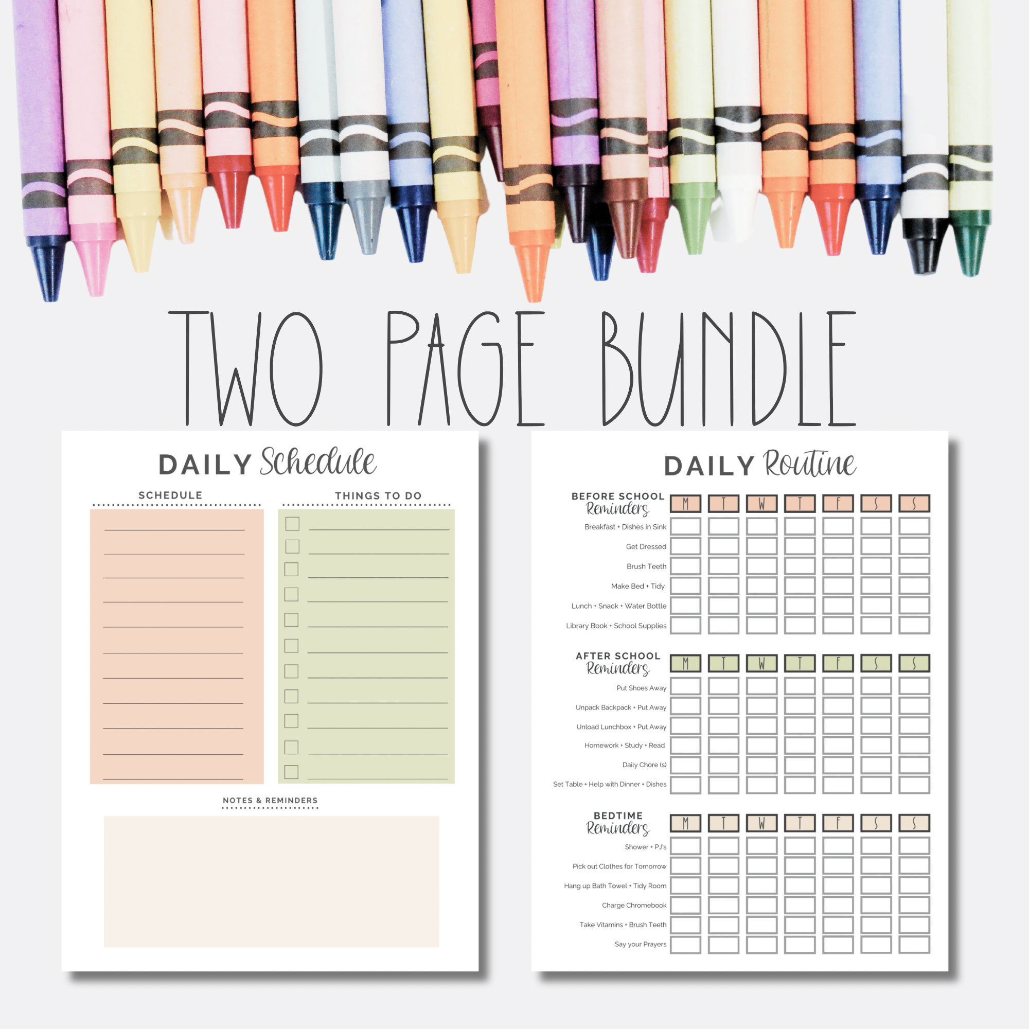 Before and After School Checklist for Kids Printable | Kids Chore Chart ...