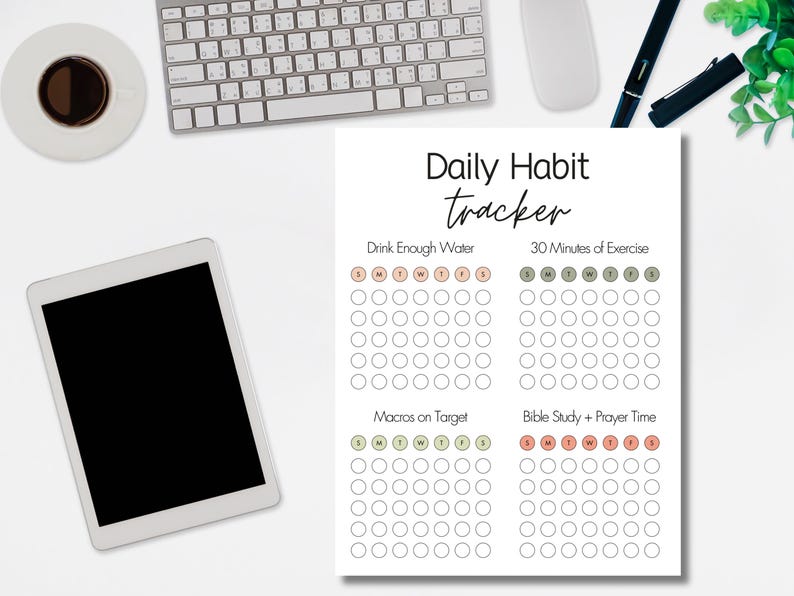 Daily Habit Tracker Printable | Goal Tracker Checklist - Etsy
