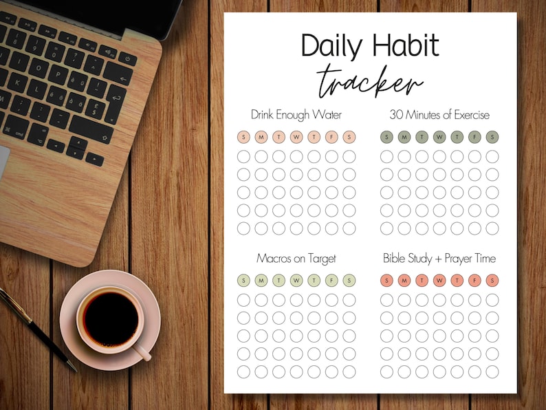 Daily Habit Tracker Printable | Goal Tracker Checklist - Etsy