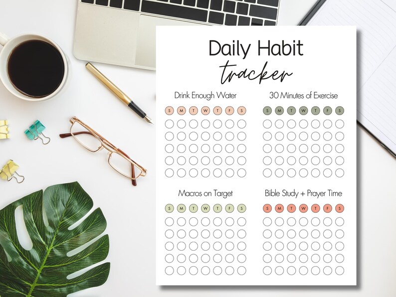 Daily Habit Tracker Printable | Goal Tracker Checklist - Etsy