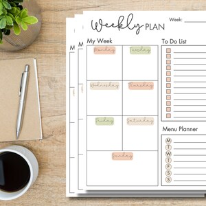 Daily Weekly Monthly Productivity Planner Printable Bundle | Fillable ...