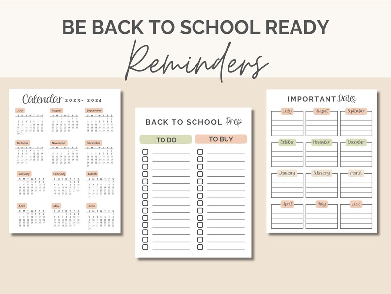 Printable Back to School Checklist for Kids | 2023-2024 School Planner ...
