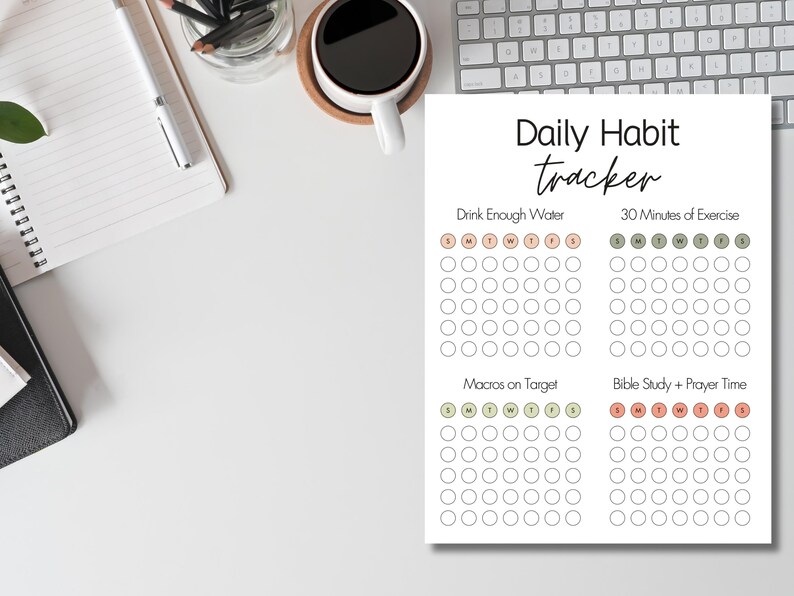 Daily Habit Tracker Printable | Goal Tracker Checklist - Etsy