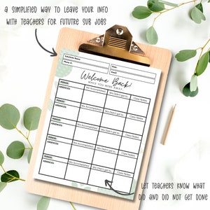 Substitute Teacher Note Printable for Middle School & High School | Sub ...