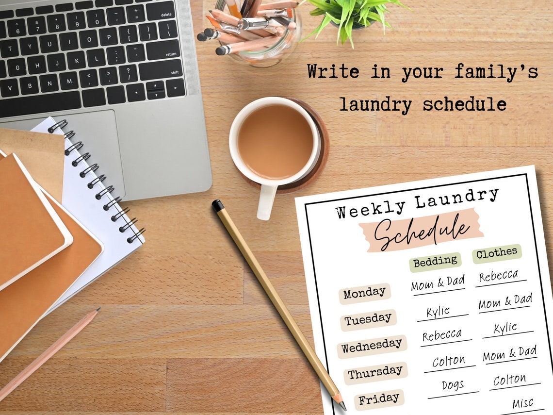 Weekly Laundry Schedule Printable | Family Laundry Plan | Weekly ...