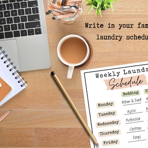 Weekly Laundry Schedule Printable | Family Laundry Plan | Weekly ...
