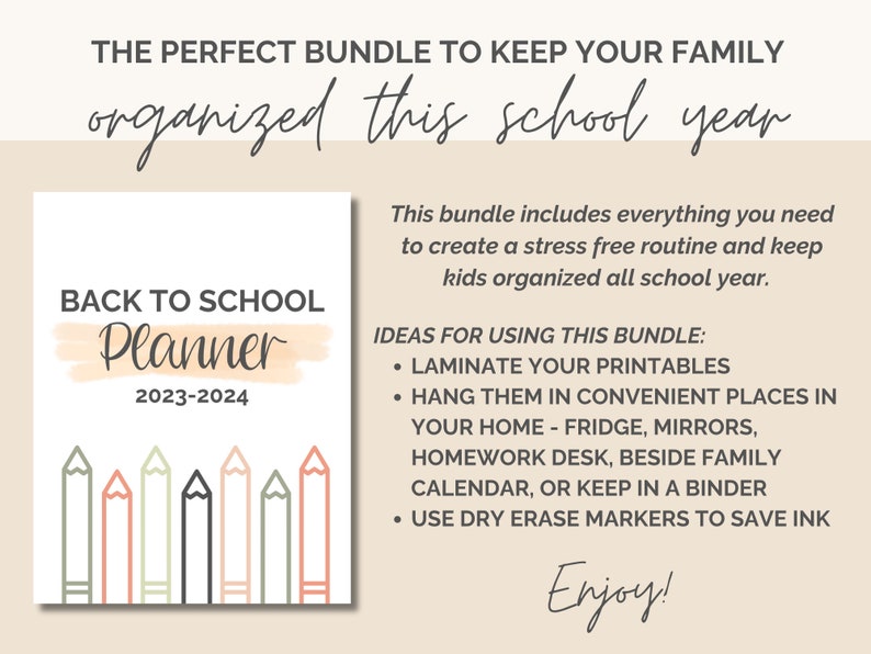 Printable Back to School Checklist for Kids | 2023-2024 School Planner ...