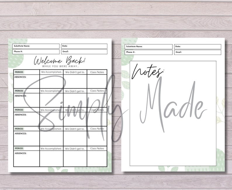 Substitute Teacher Note Printable for Middle School & High School | Sub ...