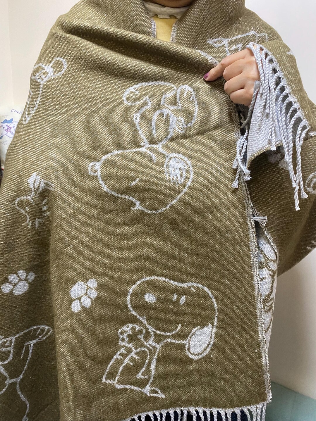 Peanuts Characters Snoopy Polyester Scarf / Cape Light Brown Colour - Etsy