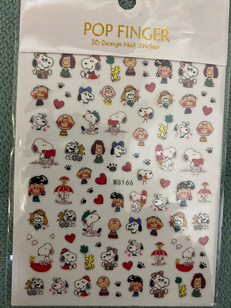 3D Design Nail Sticker Cute Version Peanuts Snoopy 1 Piece Only - Etsy