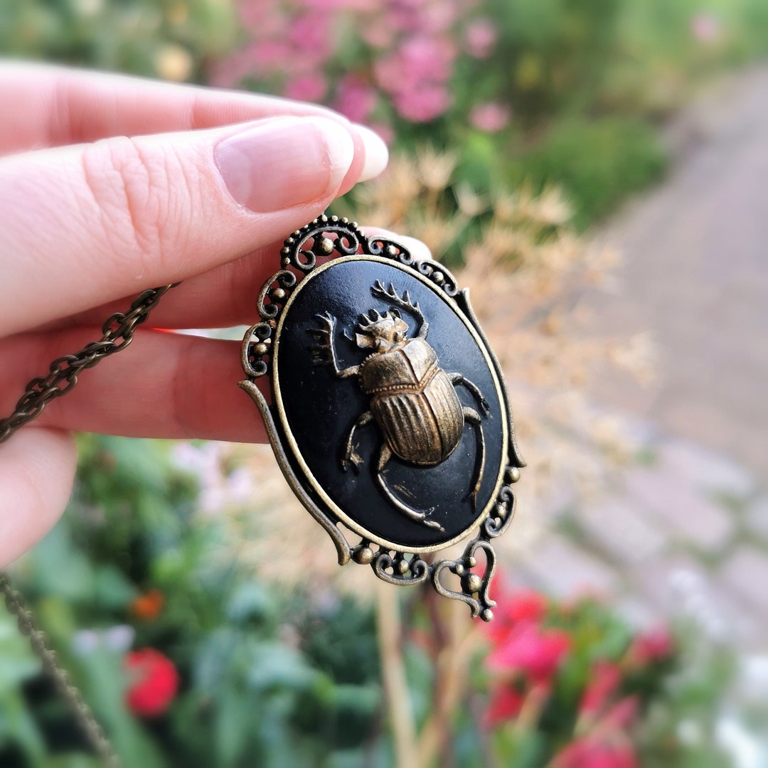 Black Scarab Pendant in Egyptian Style as a Gothic Necklace and Cosplay ...