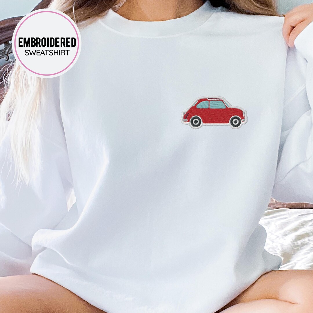 Red Car Embroidered Sweatshirt: Vintage Automobile Sweater, Italy Lover ...