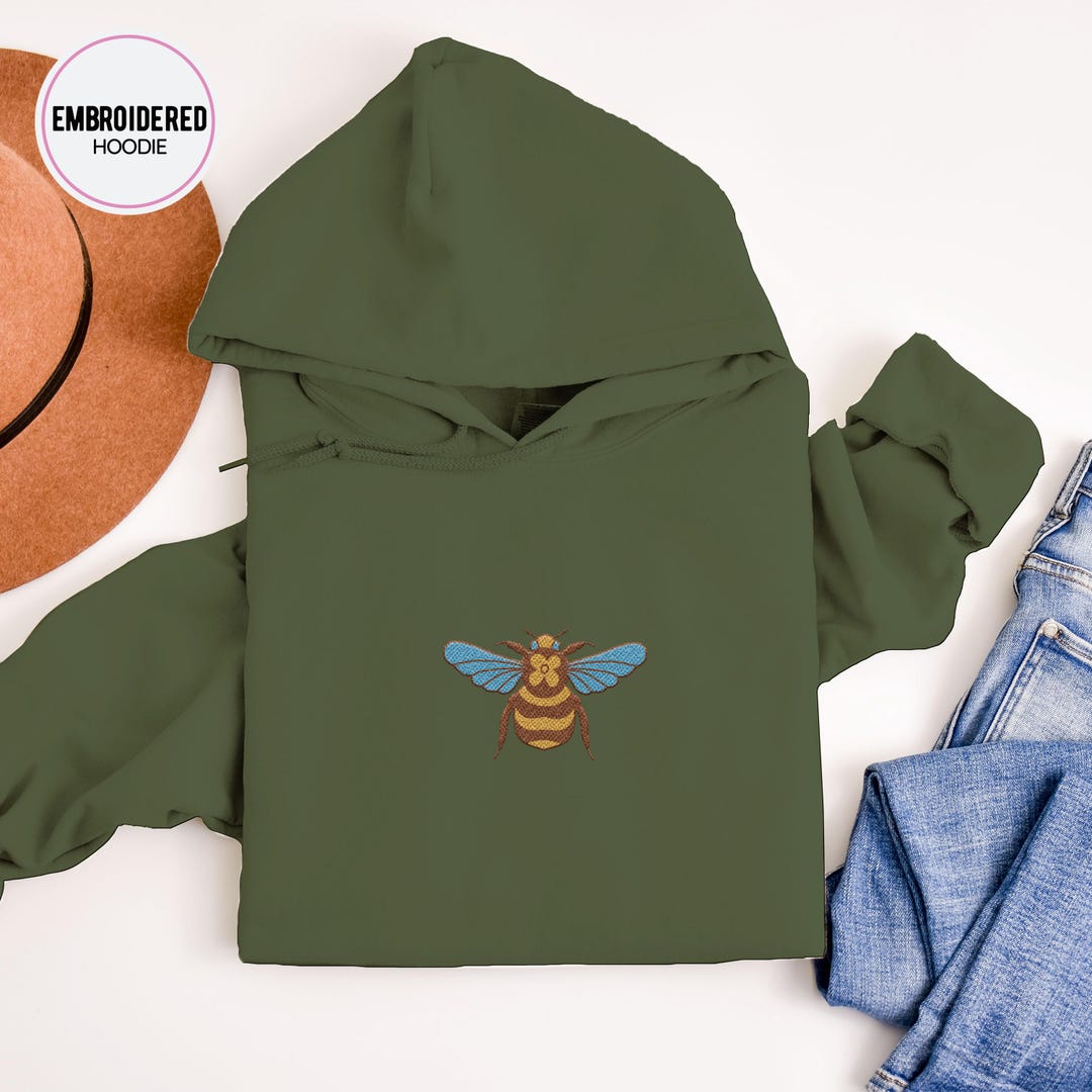 Bee Embroidery Hoodie: Bug Lover Style - Etsy