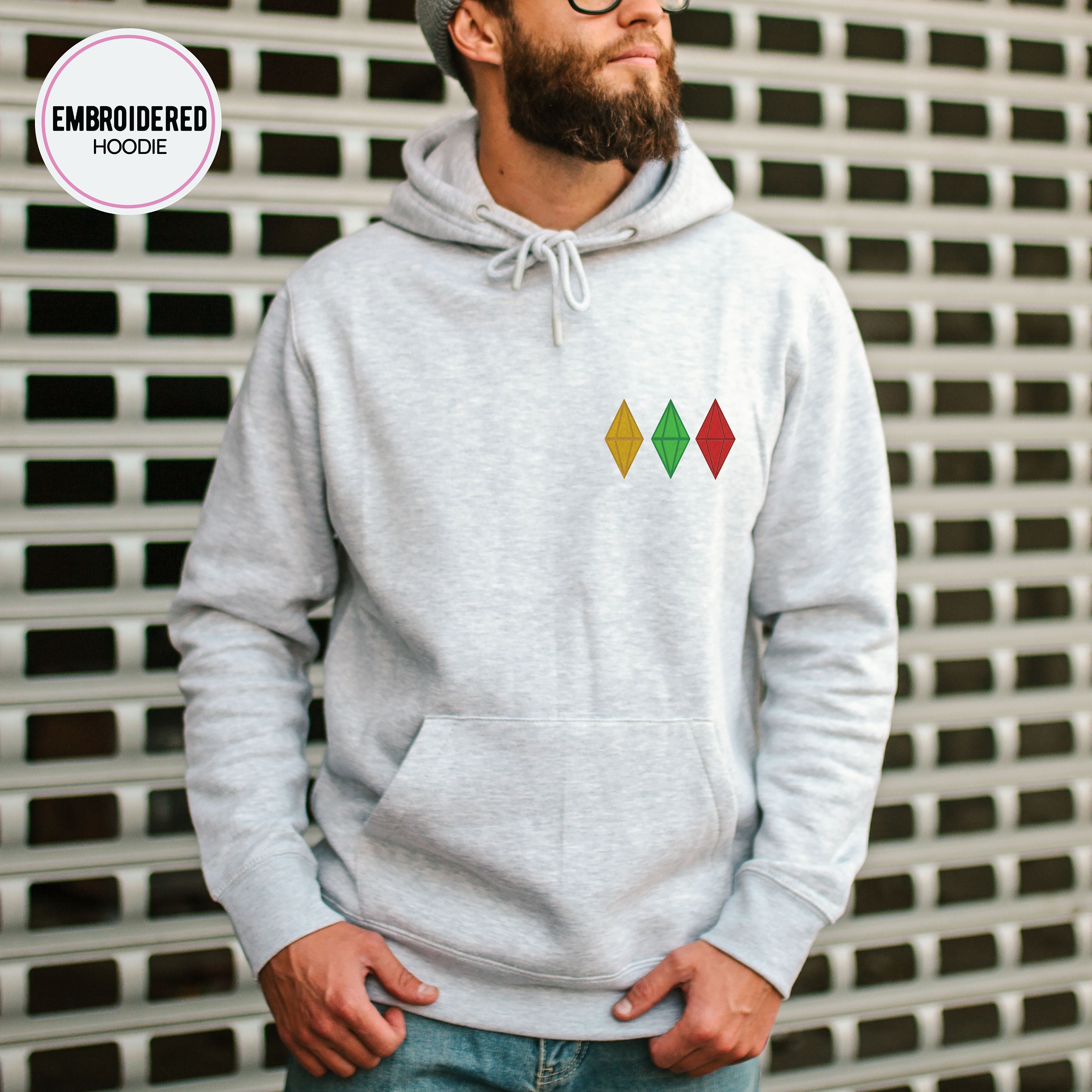 Sims Blobs Embroidered Hoodie, Embroidered Gamer Hoodie, Nerd Hoodie ...