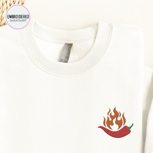 Chilli Pepper Embroidered Sweatshirt: Hot Vegan Pullover - Etsy