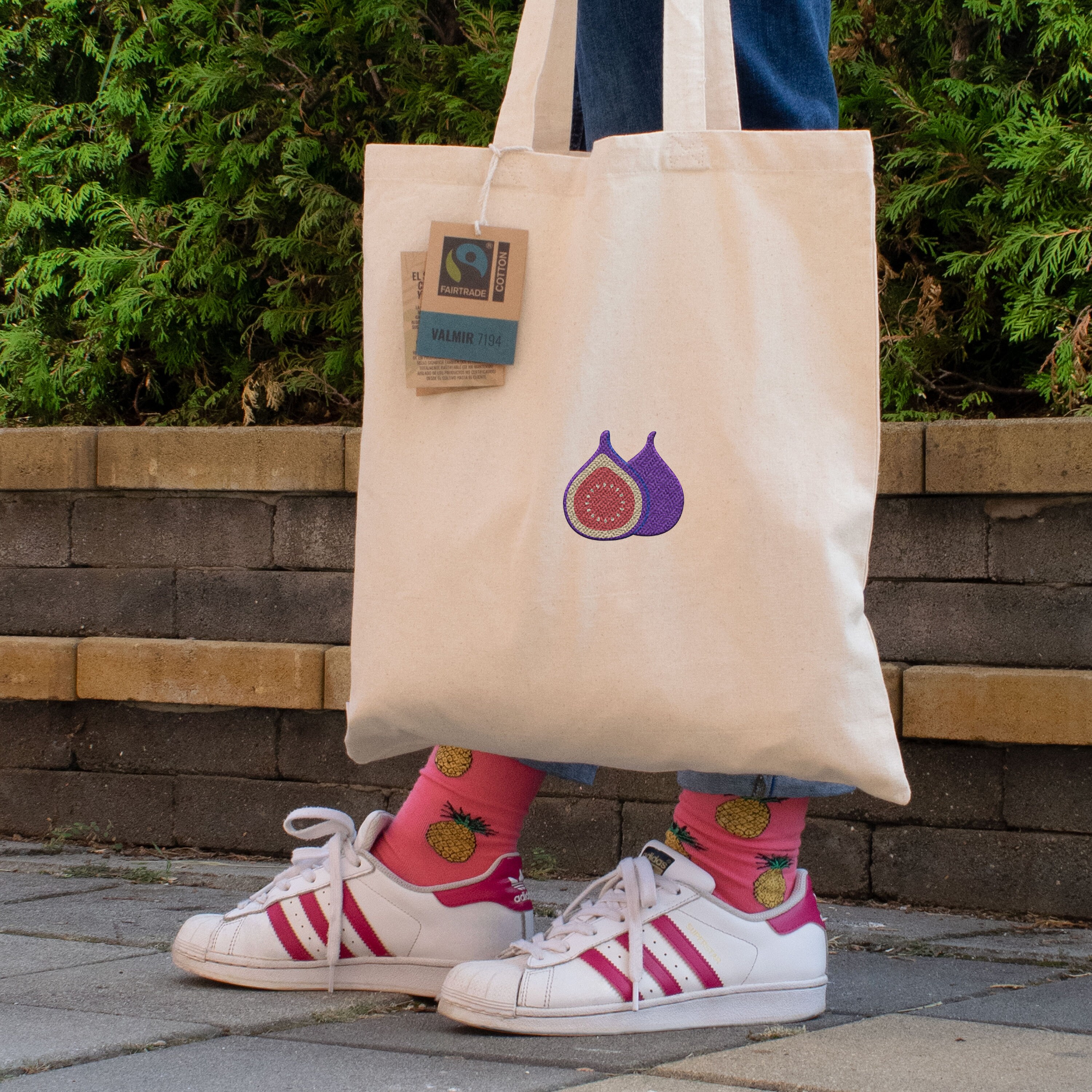 Fig Embroidery Bag, Canvas Tote Bag, Fruit Tote Bag, Shopping Cotton ...