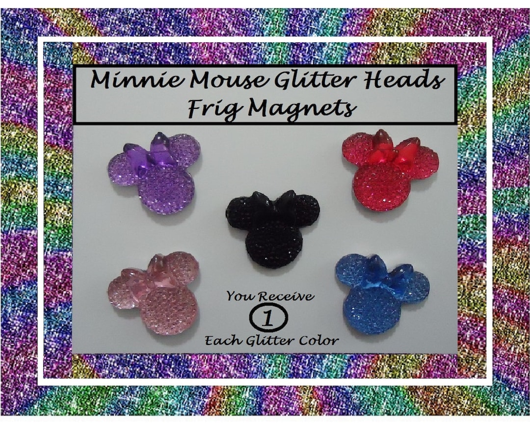 Minnie Mouse Glitter Heads Fridge Magnets Bling Bling Bling Magnets ...